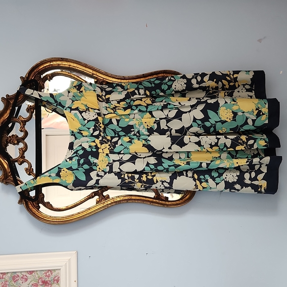 BCBG Paris | Dresses | Bcbg Silk Floral Blue And Yellow Dress | Poshmark